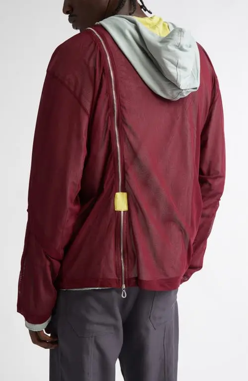 Kiko Kostadinov Knox Mesh Overlay Cotton Hoodie In Jade Green/Lime